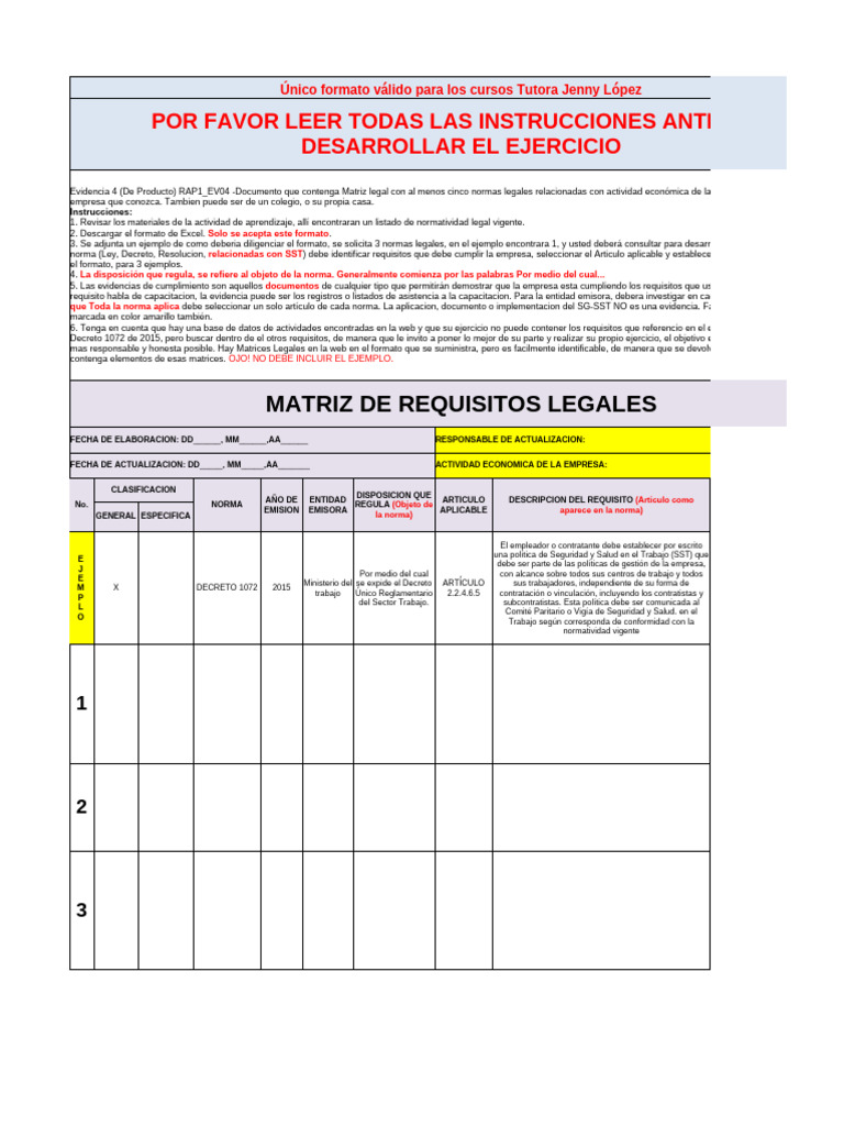Matriz Legal SG - Sst. Aa2 - Ev02 | PDF