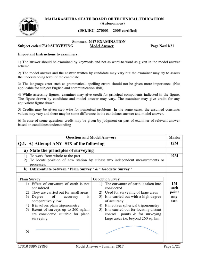 2017 Summer Model Answer Paper | PDF | Surveying | Trigonometry