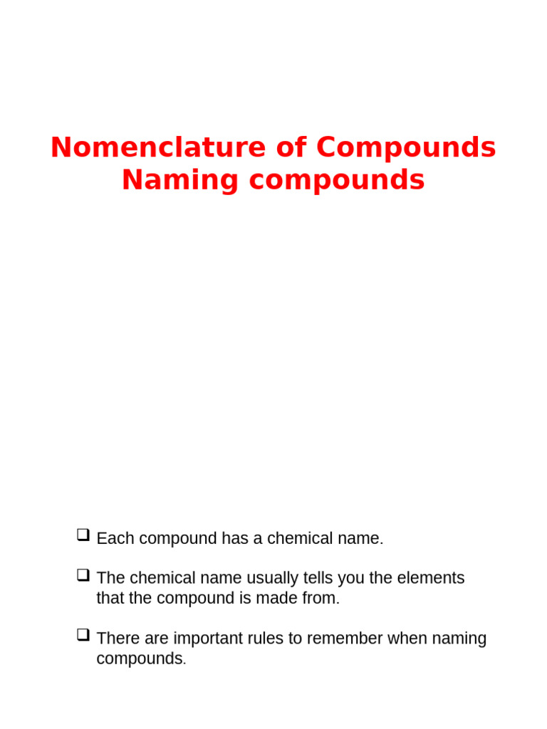 Naming Chemical Compounds | PDF | Chemical Compounds | Hydroxide