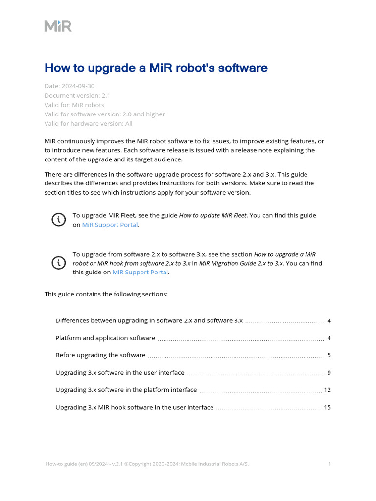 How To Upgrade A MiR Robot's Software 2.1 - en | PDF | Software | Computer File