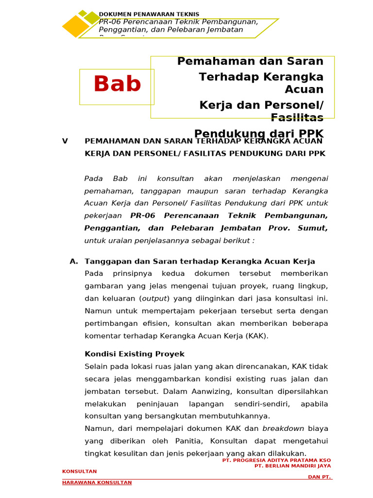 Iv. Tanggapan Dan Saran - KAK | PDF