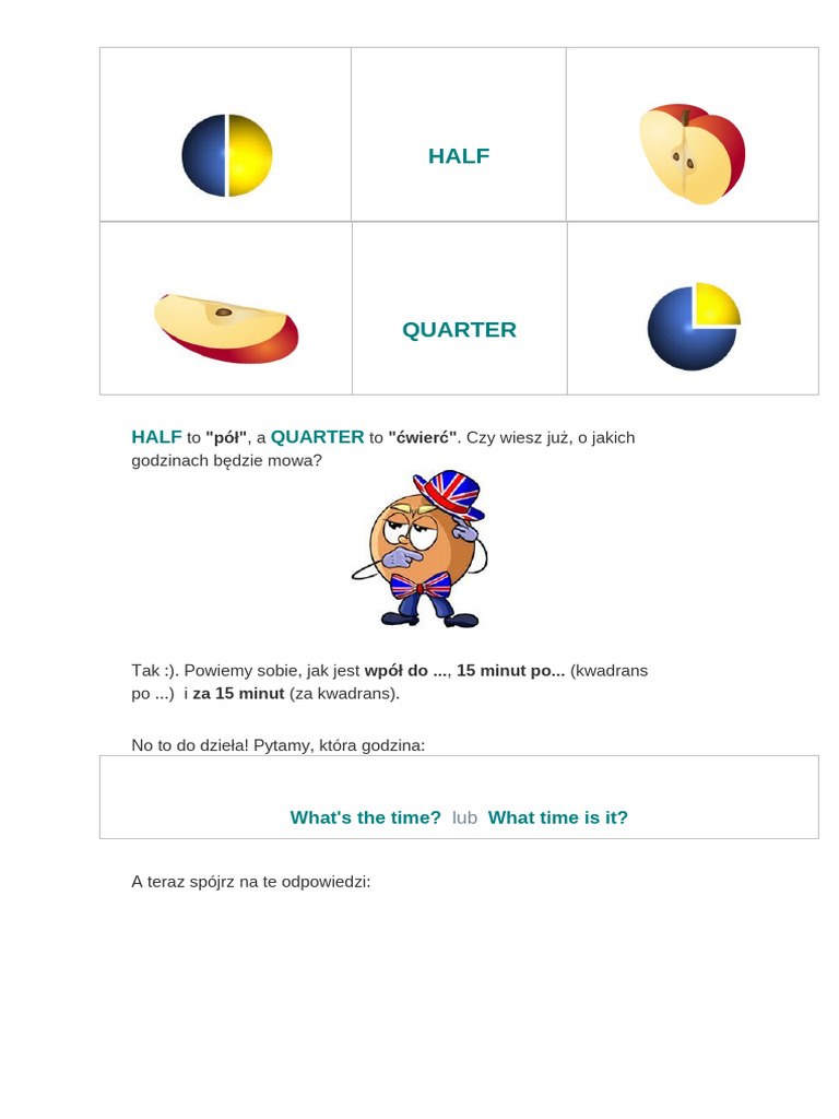 TIME - Half, Quarter | PDF
