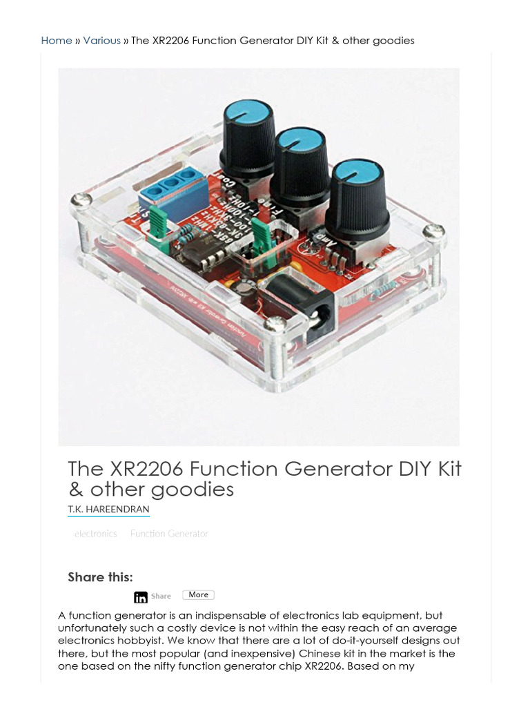 The XR2206 Function Generator DIY Kit & other goodies | PDF | Telecommunications Engineering ...