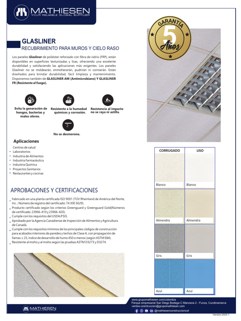 Ficha Técnica de Glasliner FRP | PDF | Materiales