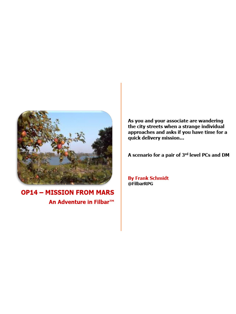 OP14 Mission From Mars (Filbar 5e) | PDF