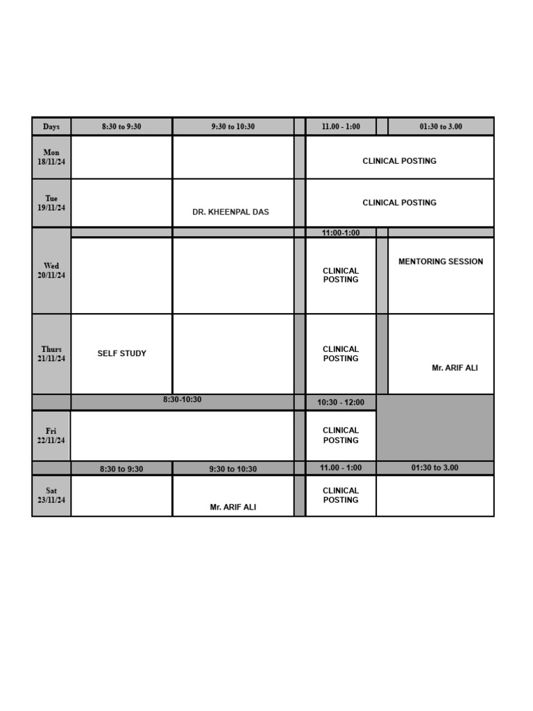 3rd Year MBBS Module GIT-II Wk-9 Time Table 2024 - 2024-11-16-10-11-00 | PDF | Clinical Medicine ...