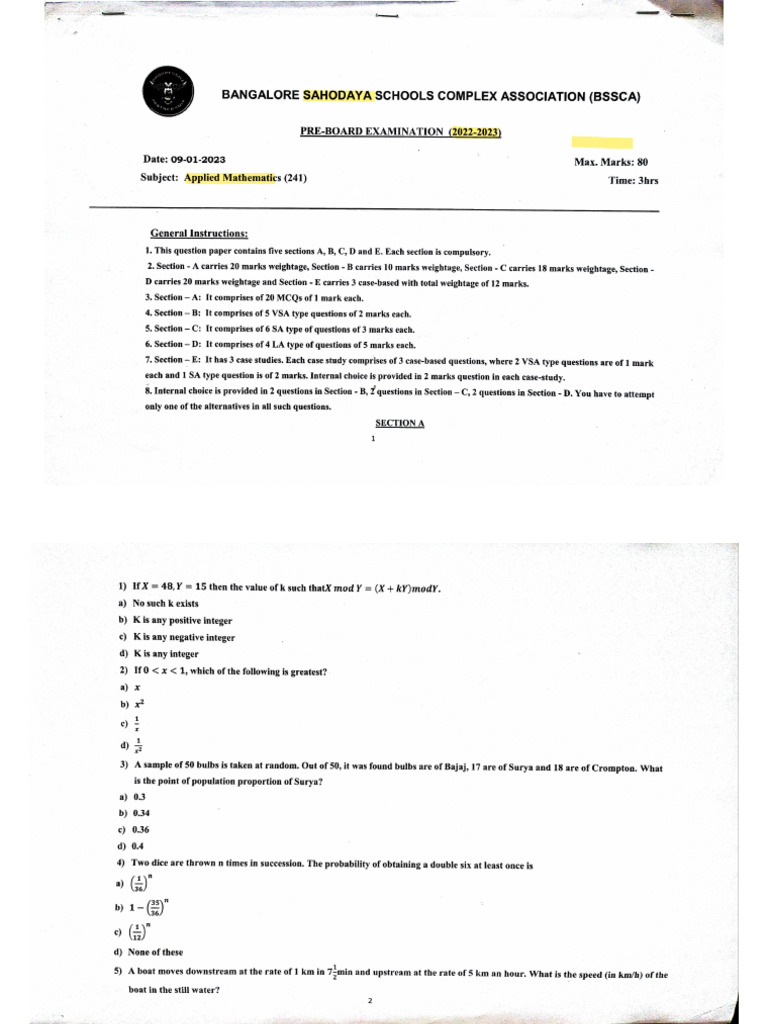 XII AM Sahodaya 22-23 Set A - QP With SLN | PDF
