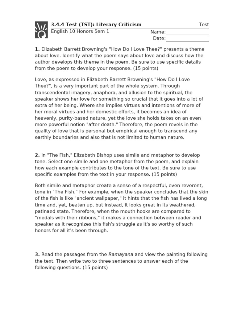 3.4.4 Test (TST) - Literary Criticism (Test) | PDF