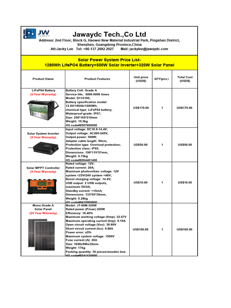 Solar Energy System Price List-1Kwh-2Kwh-3Kwh-5Kwh-10Kwh-15Kwh-20Kwh ...