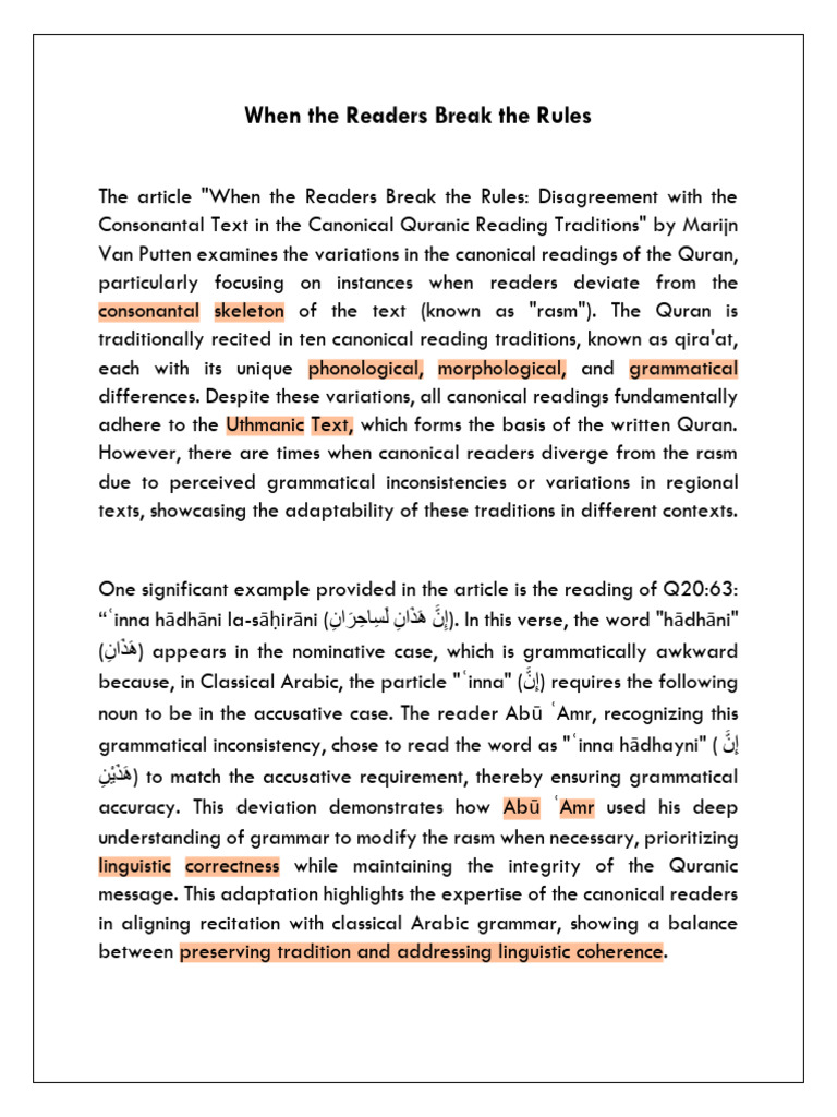 When the Readers Break the Rules | PDF | Grammar | Quran