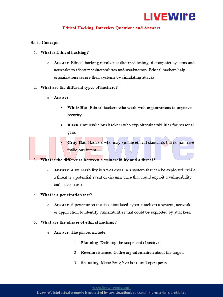 Ethical Hacking - Interview - Question | PDF | Security | Computer Security
