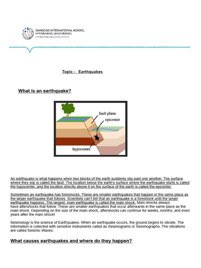 Grade 8 Unit 2 Handout 5 | PDF | Earthquakes | Tsunami