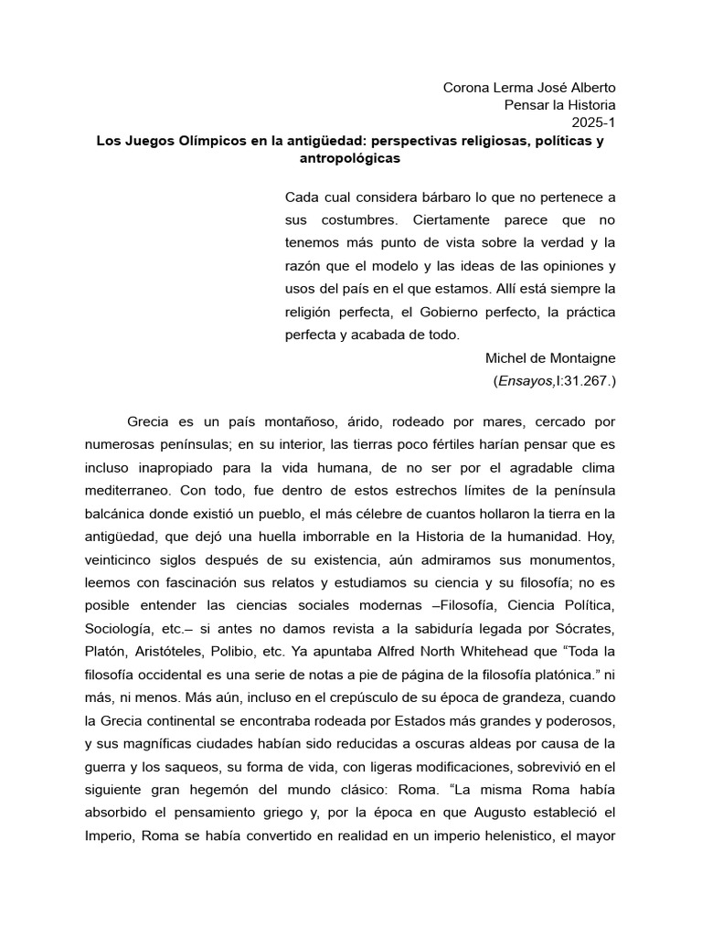 Pensar La Historia - Ensayo Final | PDF | Antigua Grecia