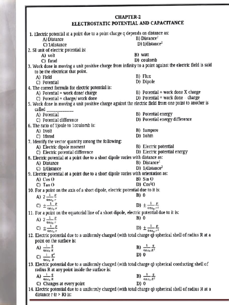 Electric Potential | PDF | Dielectric | Capacitor