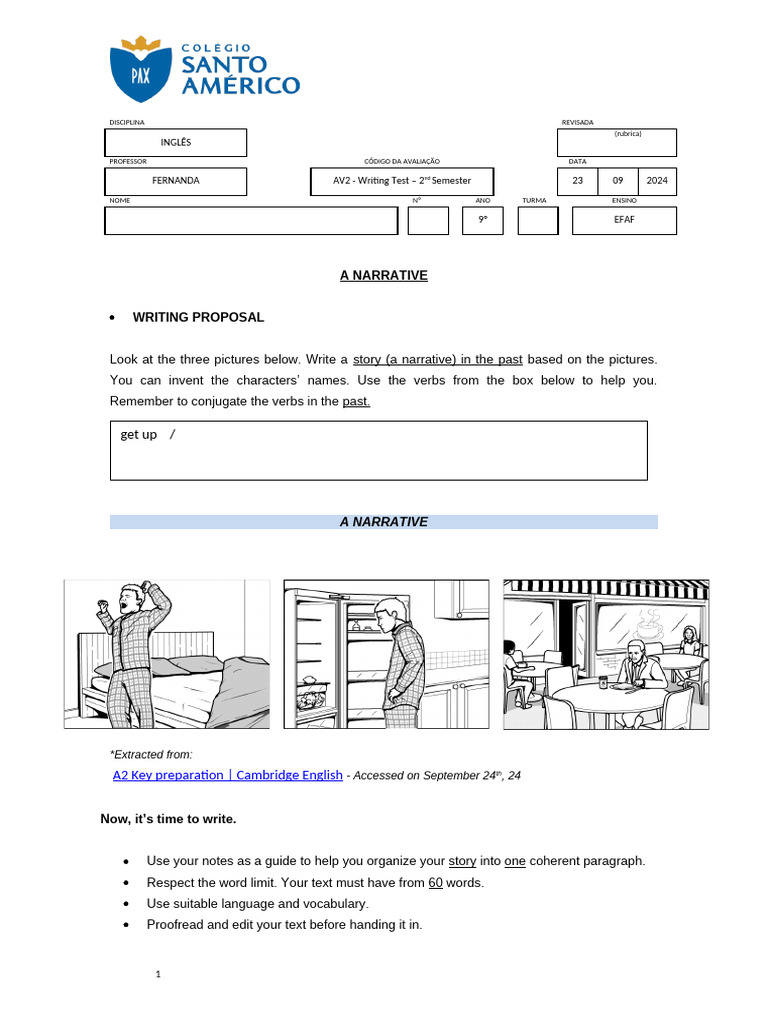 9th Grade Narrative Writing Test | PDF | Linguistics | Languages