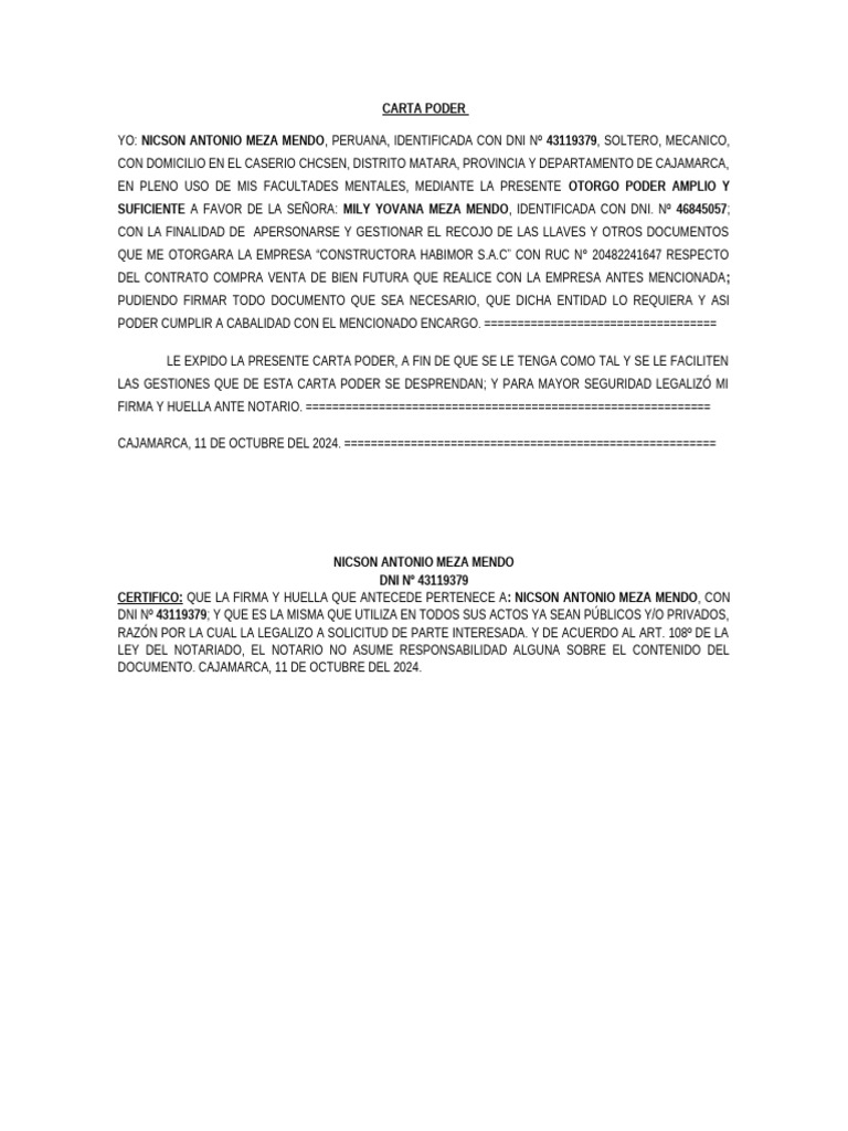 Carta Poder Recoger Documentos - Carnet | PDF