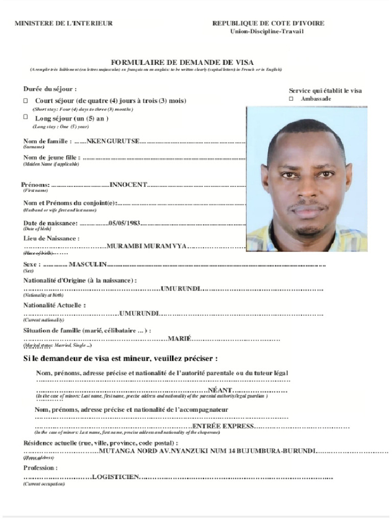 Dossier Demande de Visa | PDF