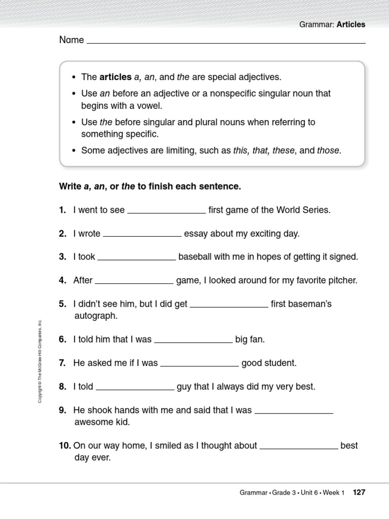 Wonders Grammar Reproducibles Grade 3 - 135 | PDF