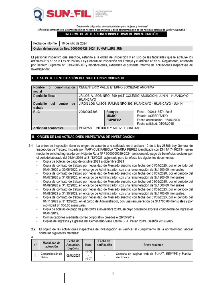 Resolucion de Sunafil - If-126820240000000728 | PDF | Salario | Economias