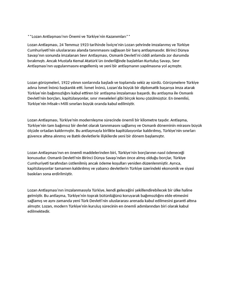 Lozan Antlaşması | PDF