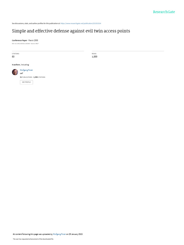 Simple and Effective Defense Against Evil Twin Acc | PDF ...