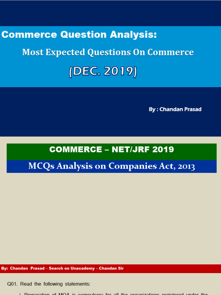 MCQs Analysis On Companies Act 2013 | PDF | Dividend | Share (Finance)