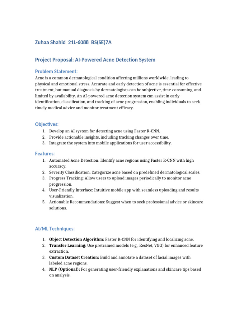 AI Powered Acne Detection Proposal | PDF | Artificial Intelligence ... AI Powered Acne Detection Proposal | PDF | Artificial Intelligence ...