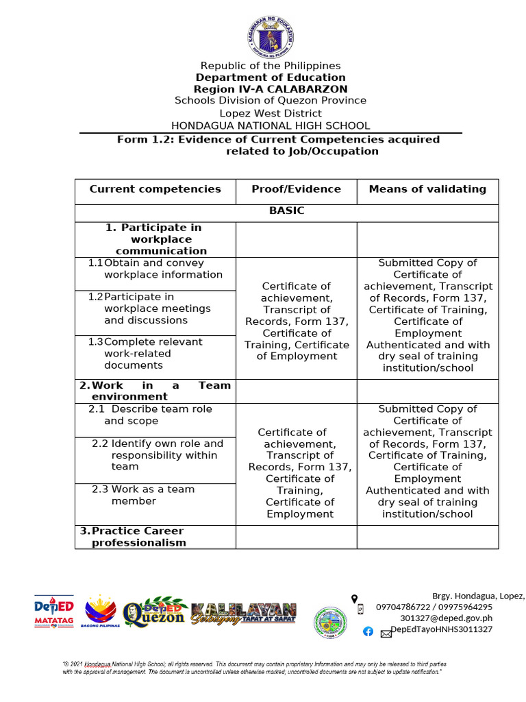 3 Evidence of Current Competency Kgtarronas | PDF | Occupational Safety ...