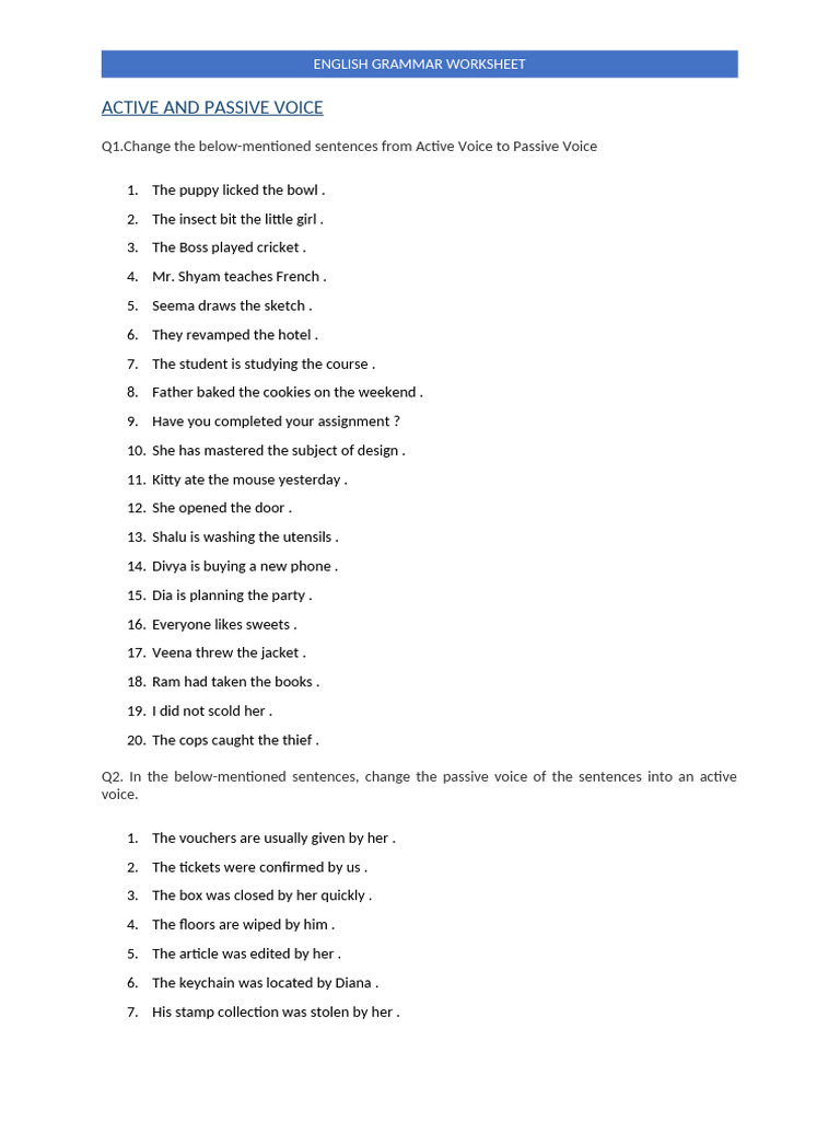 Active and Passive Voice | PDF