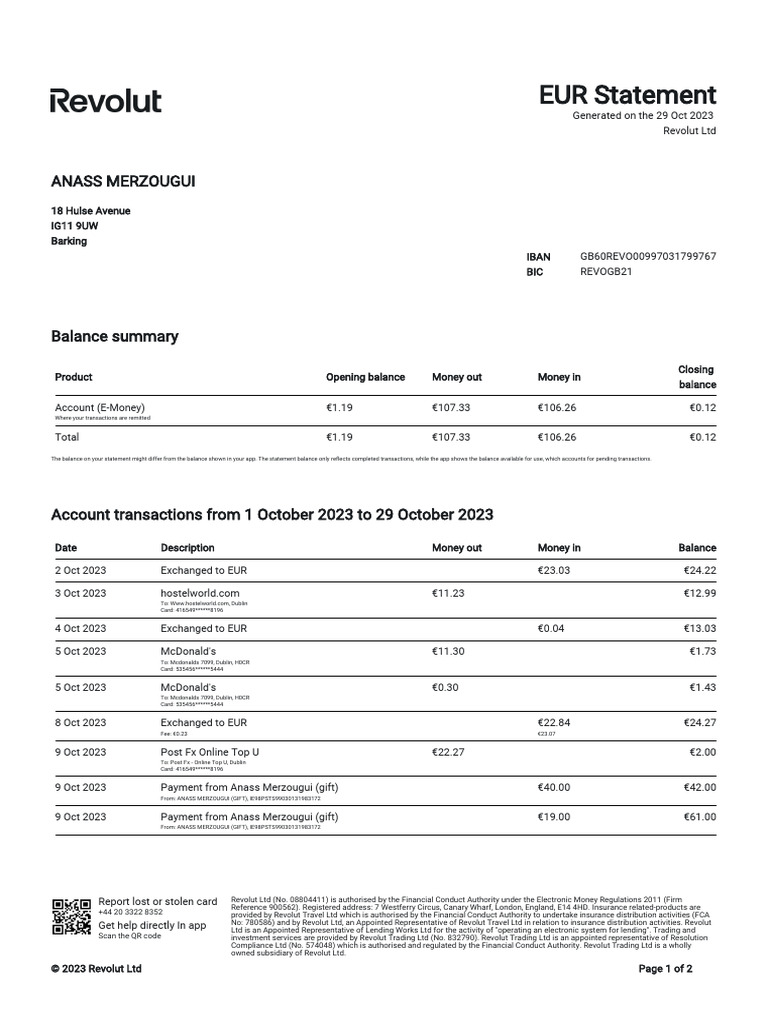 Account Statement - 2023 10 01 - 2023 10 31 - en GB - 2e55d2 | PDF ...
