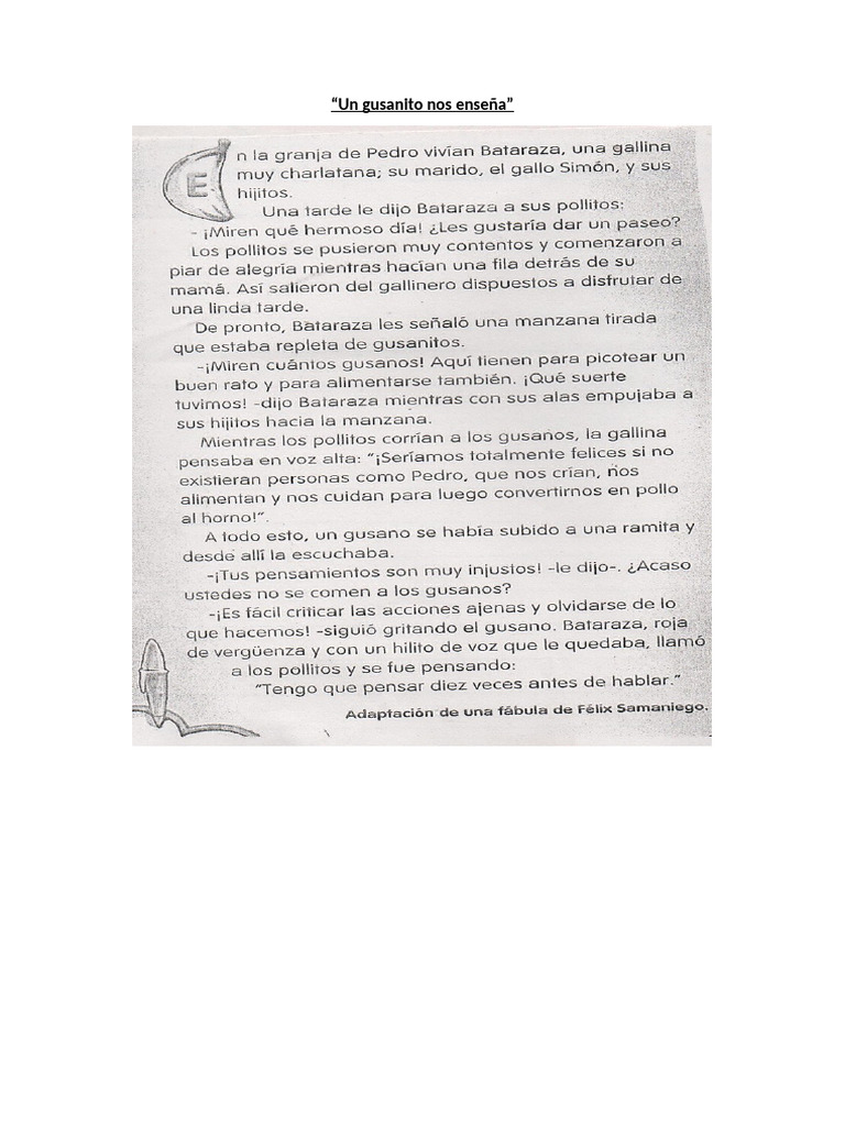 Un Gusanito Nos Enseña | PDF