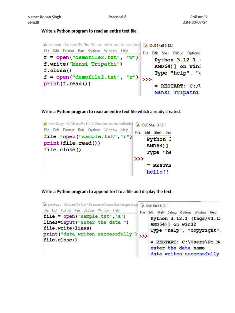 Practical 6 Rohan | PDF