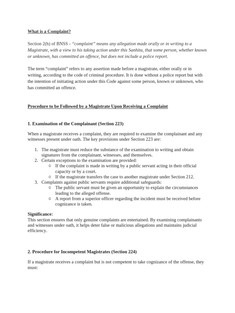 Complaint | PDF | Magistrate | Witness