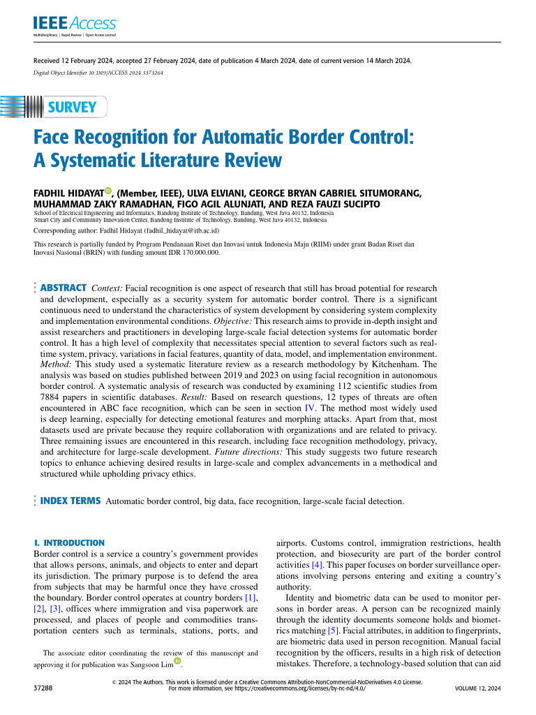 Face Recognition in Border Control Review | PDF | Biometrics | Deep ...