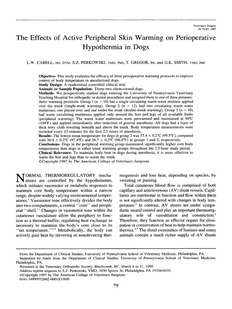 The Effects of Active Peripheral Skin Warming on Perioperative | PDF ...