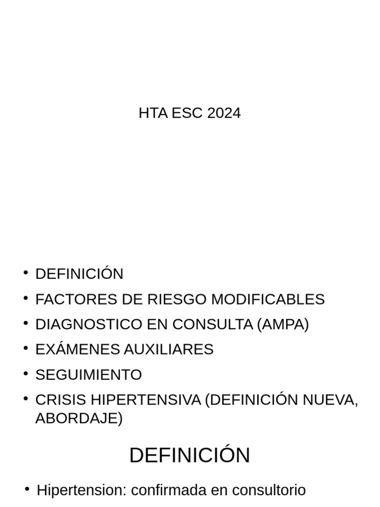 Hta Ppt Esc 2024 Copy | PDF | Hipertensión | Medicina CLINICA