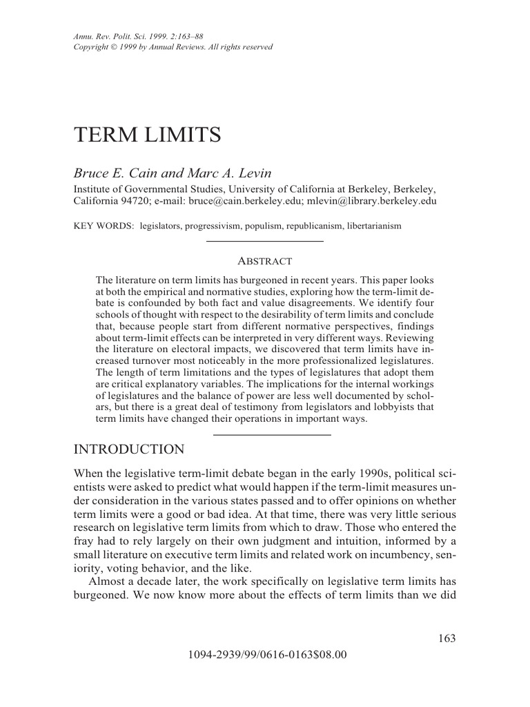 Term Limits | PDF | Populism | Progressivism