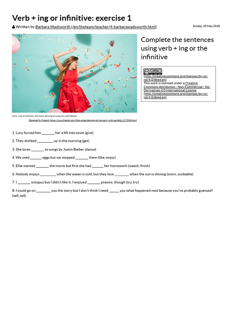 weloveTeachingEnglish - English Learning Resources - Verb + Ing or ...