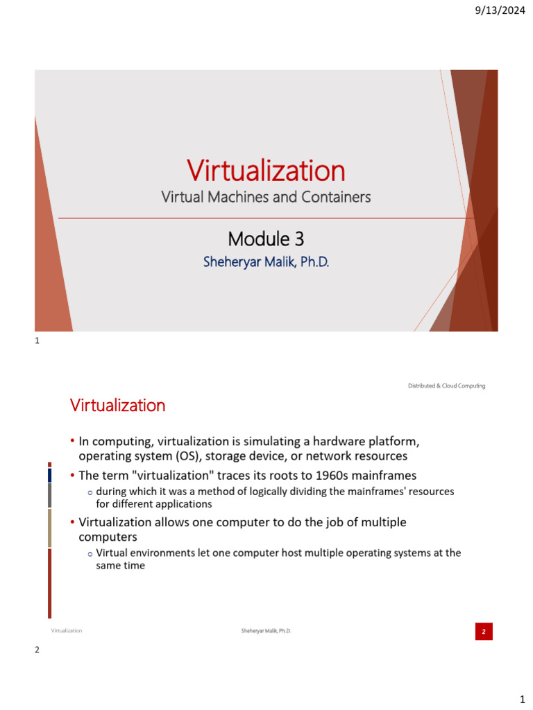 Module 3 - Virtualization - VM Containers | PDF | Desktop Virtualization | Virtualization