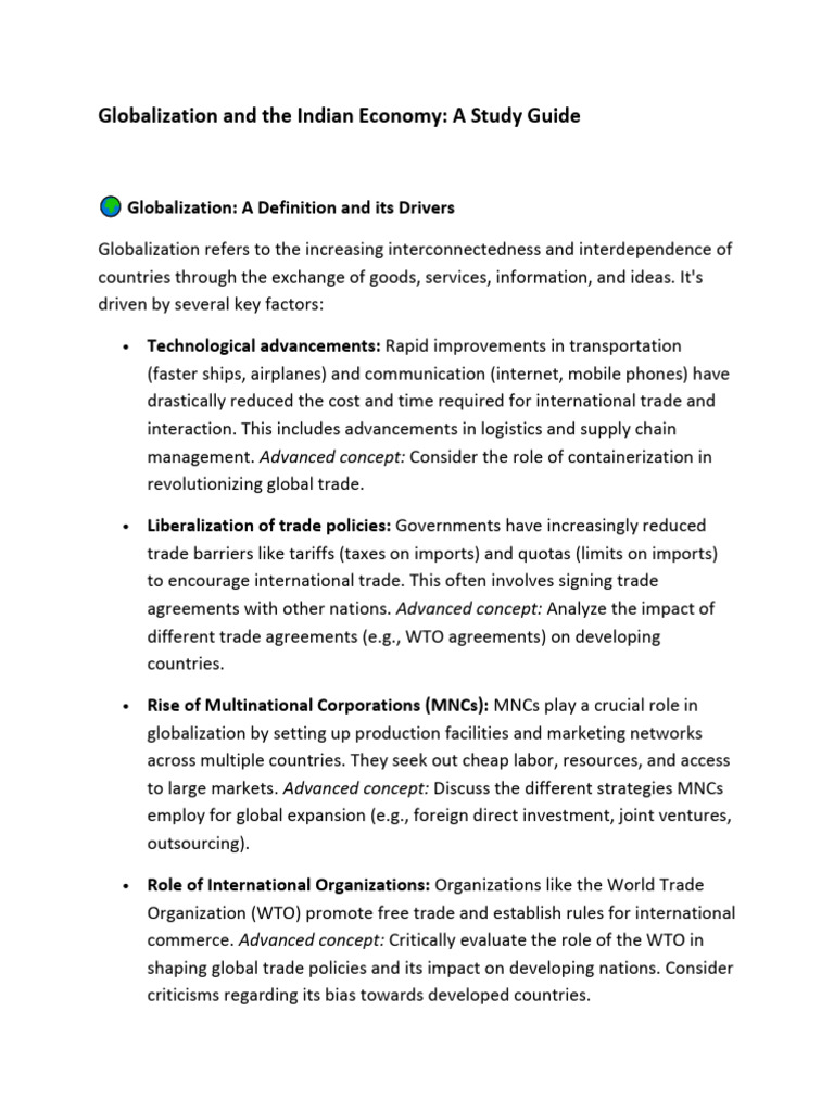 Globalization and the Indian Economy | PDF | Globalization | Multinational Corporation
