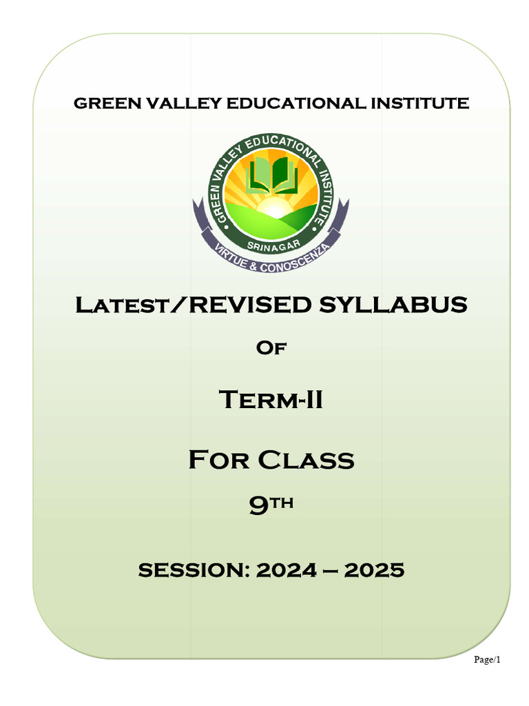 Class 9 Term-II Syllabus 2024-25 | PDF | Atoms | Matter