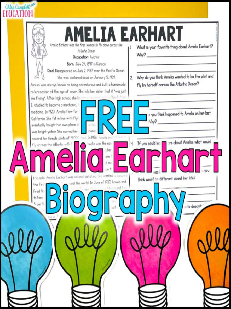 FREEAmeliaEarhartBiographyFamousInventorsReadingComprehensionText 1 | PDF