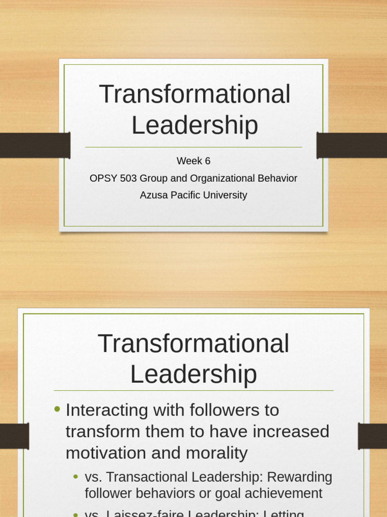 Transformational Leadership | PDF