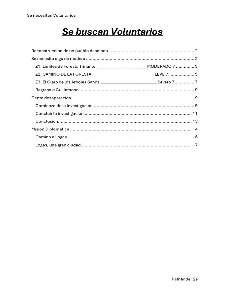 Se Buscan Voluntarios - Pathfinder 2e | PDF