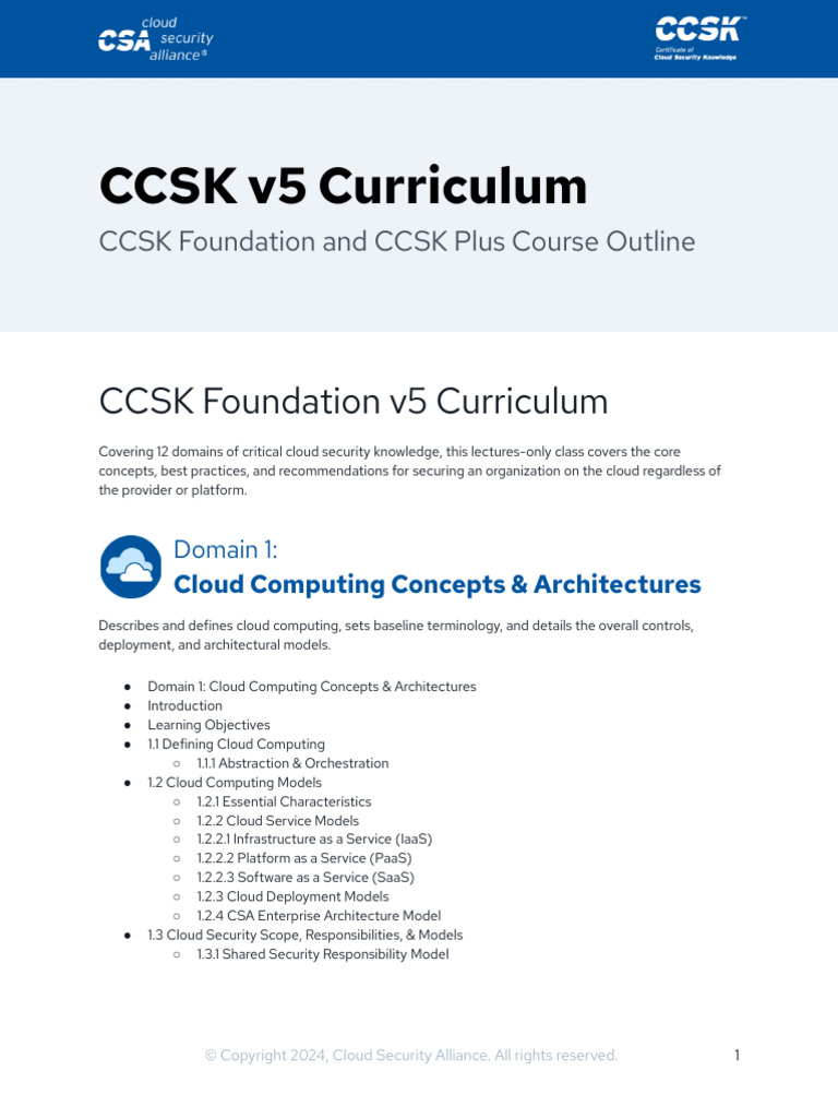 CCSK v5 Curriculum | PDF | Cloud Computing | Artificial Intelligence