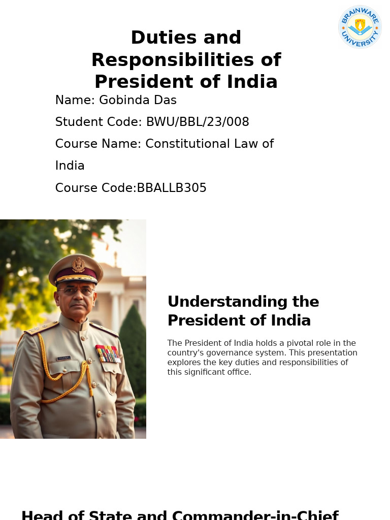 President of India: Roles & Duties | PDF | Pardon | Government