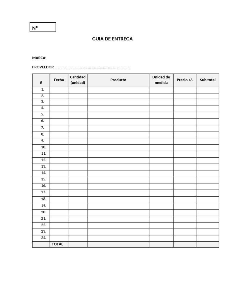 Guia de Entrega en Formato Blanco | PDF