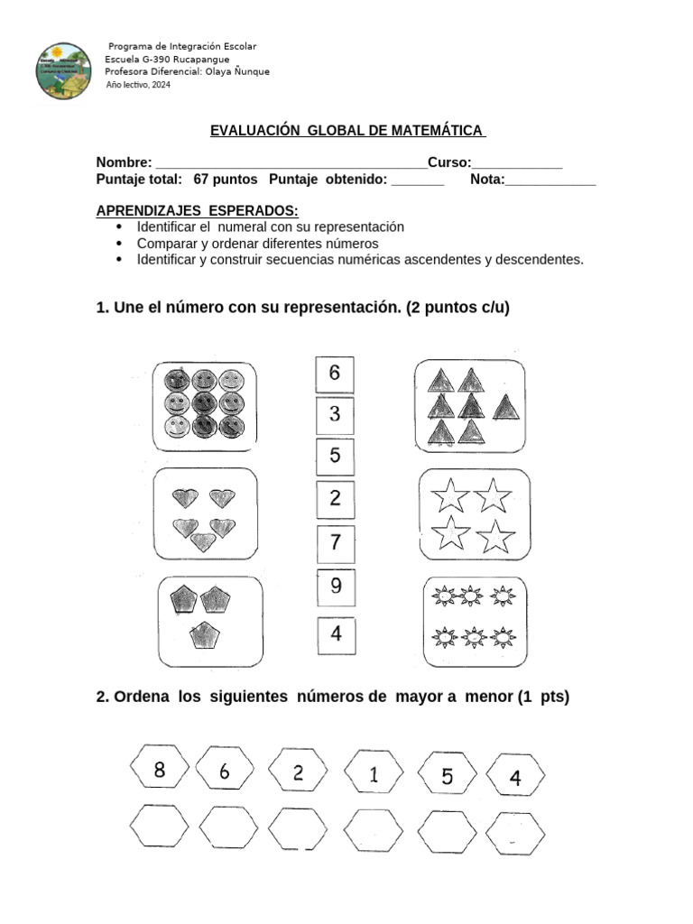 Evaluación Global de Matemática 2024 | PDF
