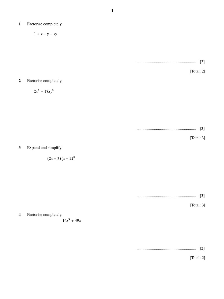 Algebra Revision Sheet | PDF | Algebra | Factorization