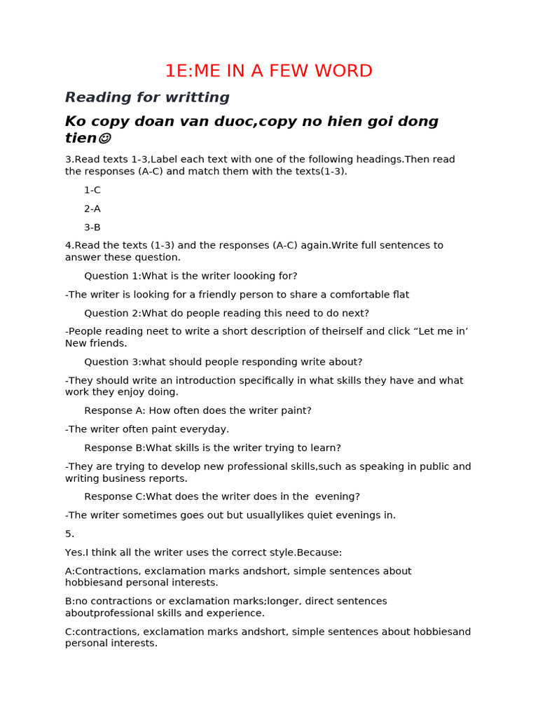 1E writting | PDF